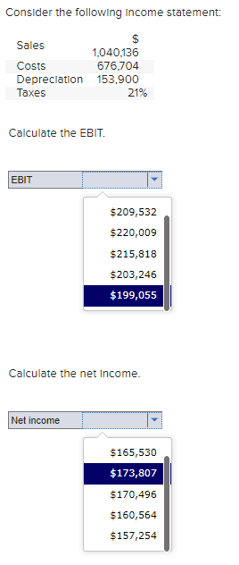 Solved Consider the following income statement: Calculate | Chegg.com