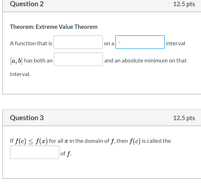 Solved Question 7 12 5 Pts Absolute Extrema If They Exist