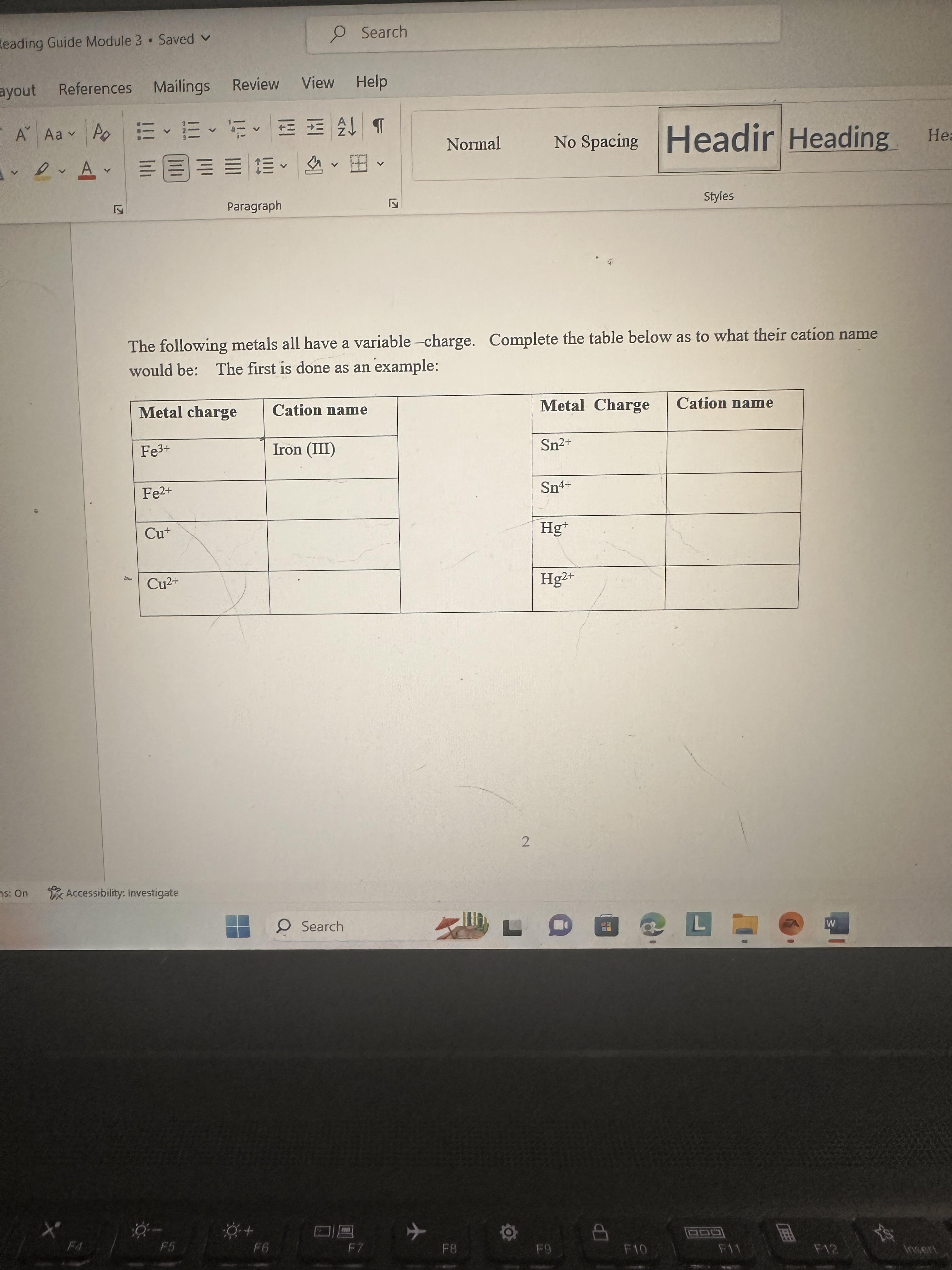 Solved The following metals all have a variable -charge. | Chegg.com