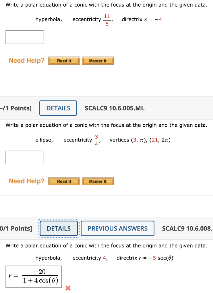 Solved Write A Polar Equation Of A Conic With The Focus At Chegg