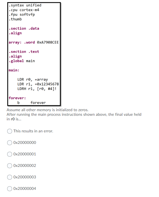 - syntax unified .cpu cortex-m4 . fpu softvfp . thumb | Chegg.com