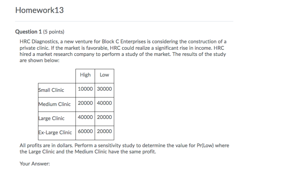 Homework13 Question 1 (5 points) HRC Diagnostics, a | Chegg.com