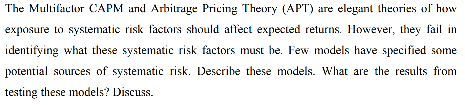 Solved The Multifactor CAPM and Arbitrage Pricing Theory | Chegg.com