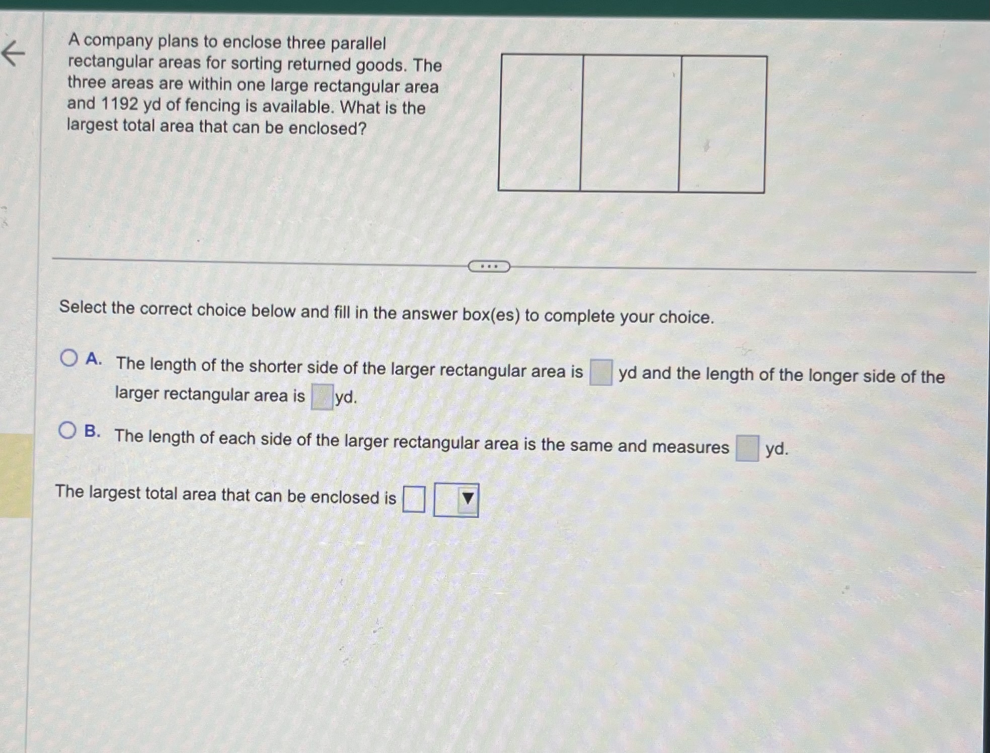 Solved A company plans to enclose three parallel rectangular | Chegg.com