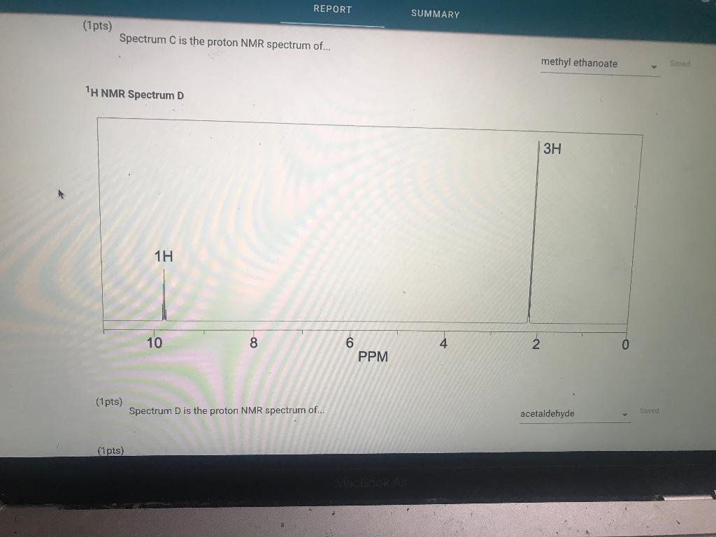 Solved (7pts) Spectrim A is the proton NMR spectrum | Chegg.com