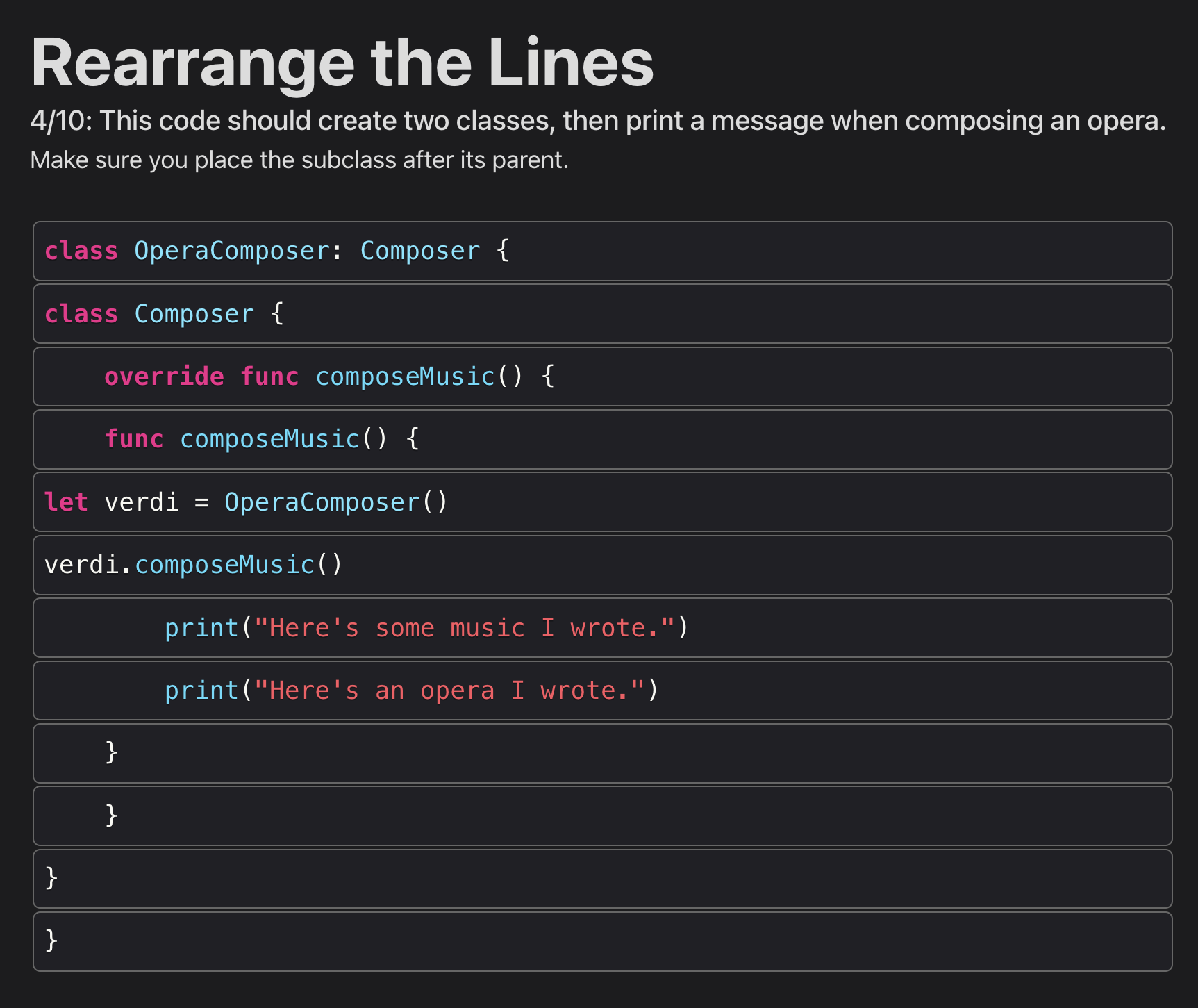 Solved Rearrange the Lines 4/10: This code should create two | Chegg.com Solved Rearrange the Lines 4/10: This code should create two | Chegg.com