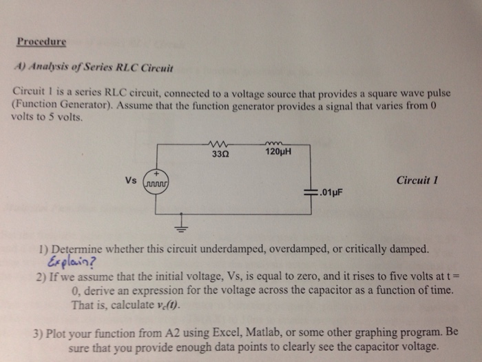 Solved Circuit l is a series RLC circuit, connected to a | Chegg.com