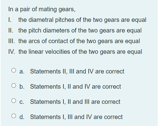 Solved In a pair of mating gears, I. the diametral pitches | Chegg.com