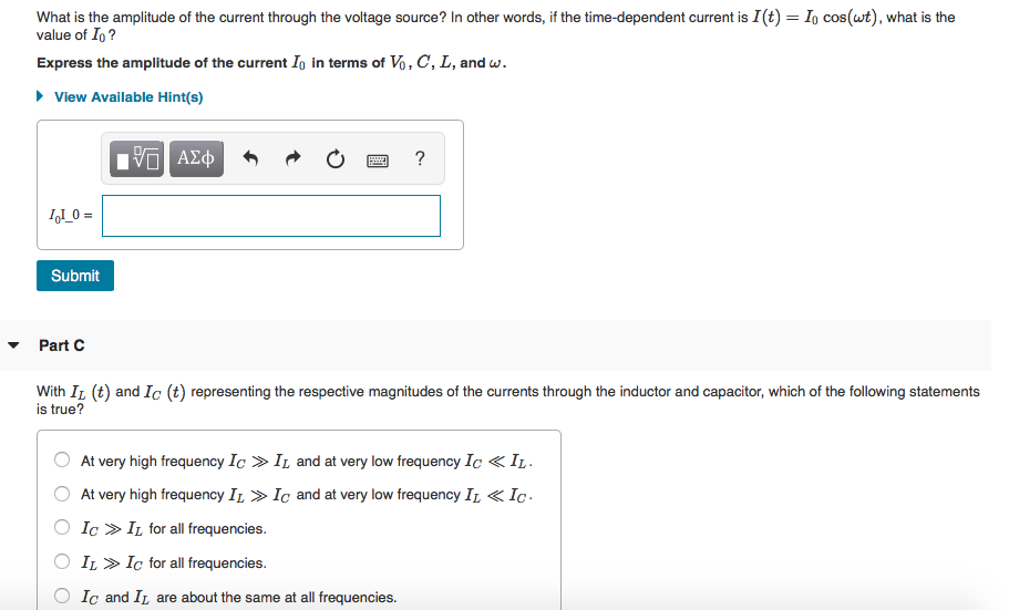 Solved An AC source that provides a voltage V(t) = V sin wt | Chegg.com