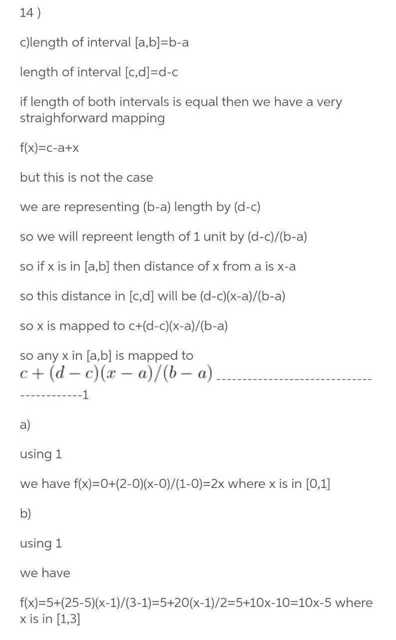 Solved 14) c)length of interval [a,b]=b-a length of interval | Chegg.com