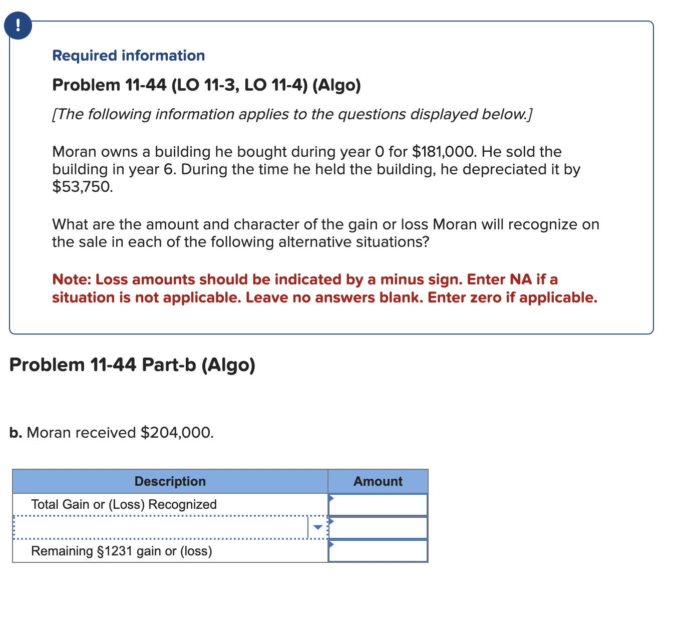 Solved ! !Required informationProblem 11-44 (LO 11-3, ﻿LO | Chegg.com