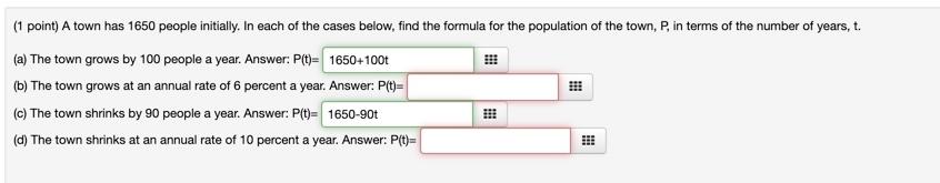 Solved A town has 1650 people initially. In each of the | Chegg.com