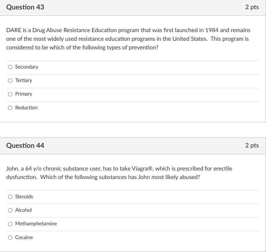 Solved DARE is a Drug Abuse Resistance Education program | Chegg.com