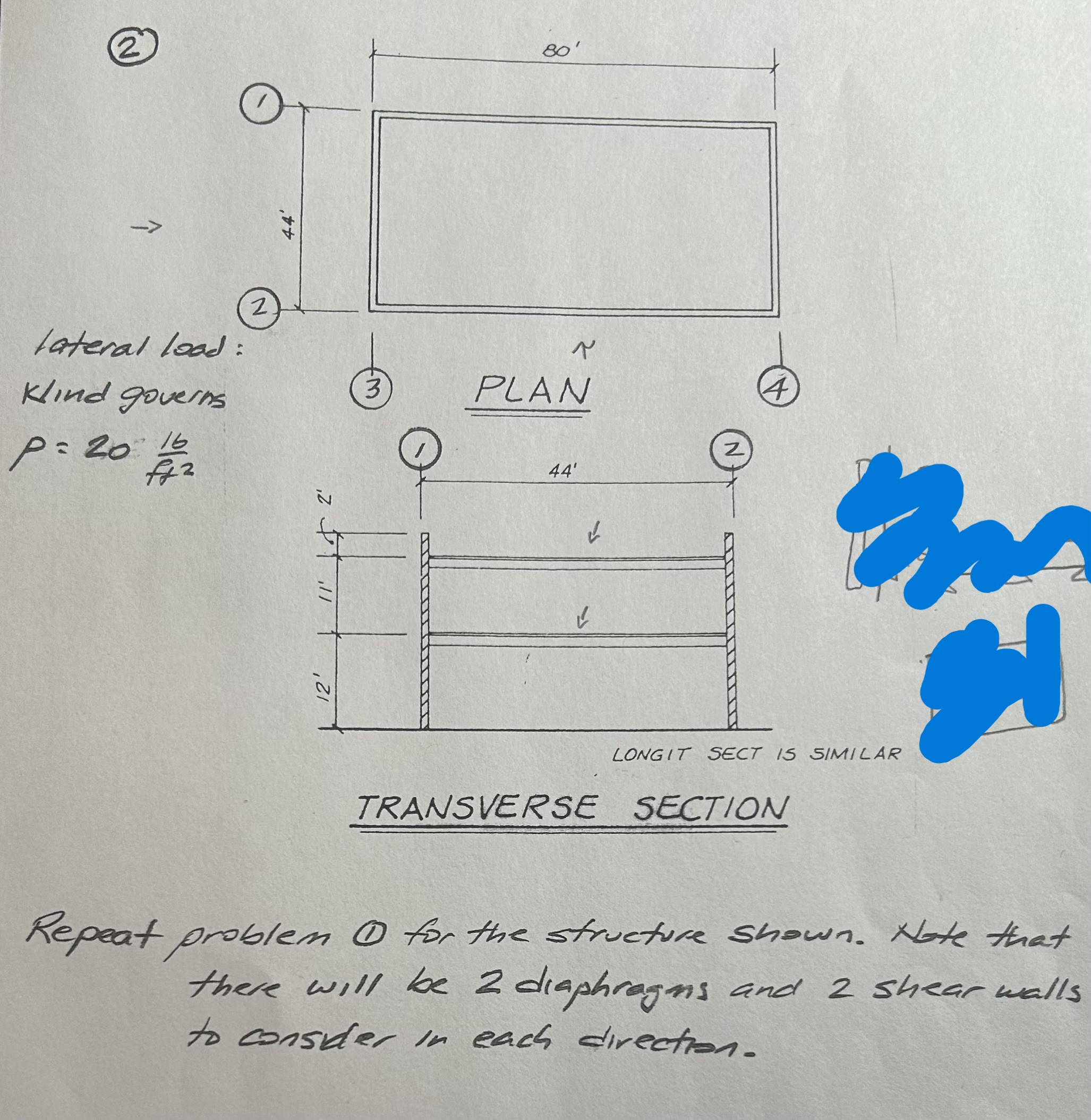 Solved lateral load:Klind governsp=2016f2TRANSVERSE | Chegg.com