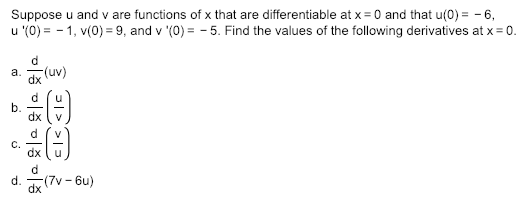 Solved Suppose u and v are functions of x that are | Chegg.com