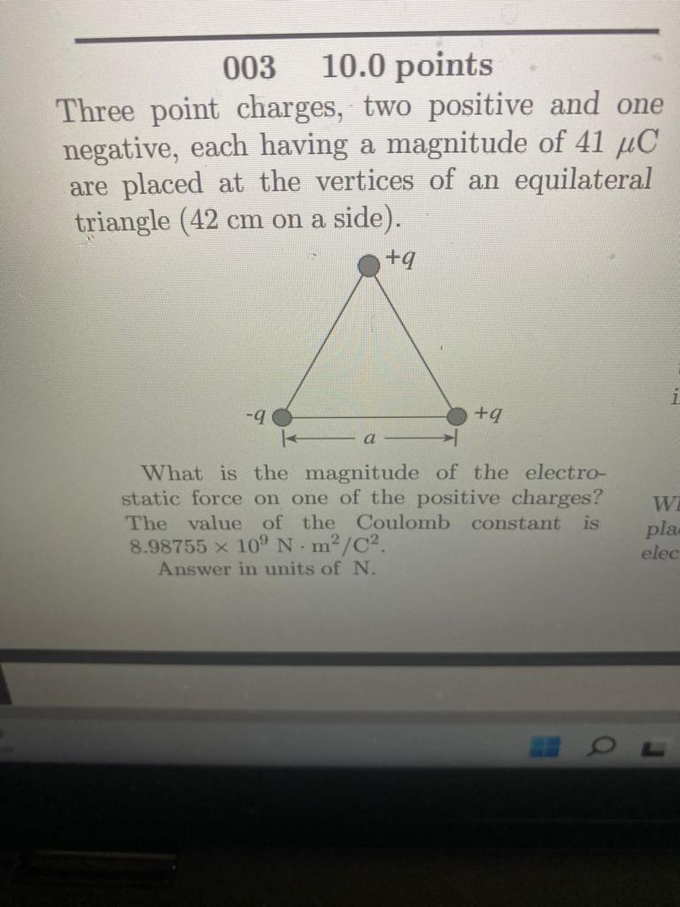 Solved Three point charges, two positive and one negative, | Chegg.com