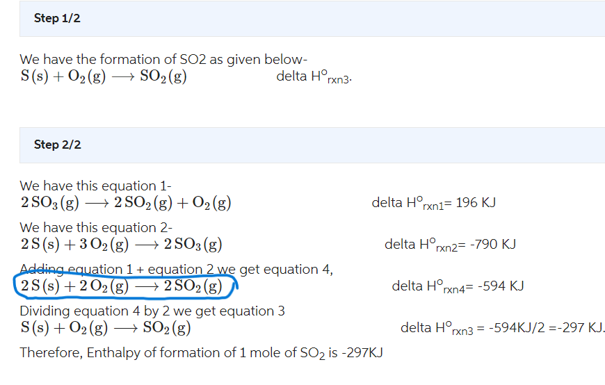 Solved Calculate the enthalpy of formation of 1 mole SO2( g) | Chegg.com