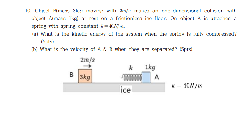 Solved 10. Object B (mass 3 kg ) moving with 2 m/s makes an | Chegg.com