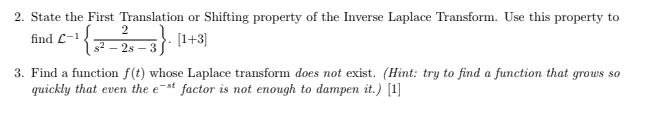 Solved 2 2. State the First Translation or Shifting property | Chegg.com