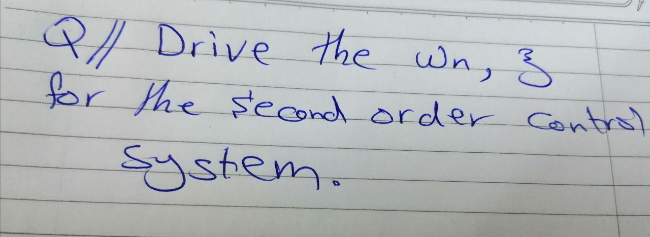 Solved al Drive the wn, 3 for the second order control | Chegg.com