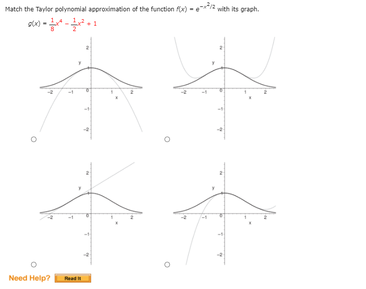 Solved Match the Taylor polynomial approximation of the | Chegg.com