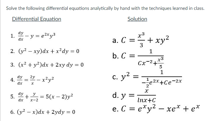 Solved Solve the following differential equations | Chegg.com