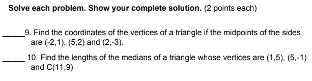 Solved Solve each problem. Show your complete solution. ( 2 | Chegg.com