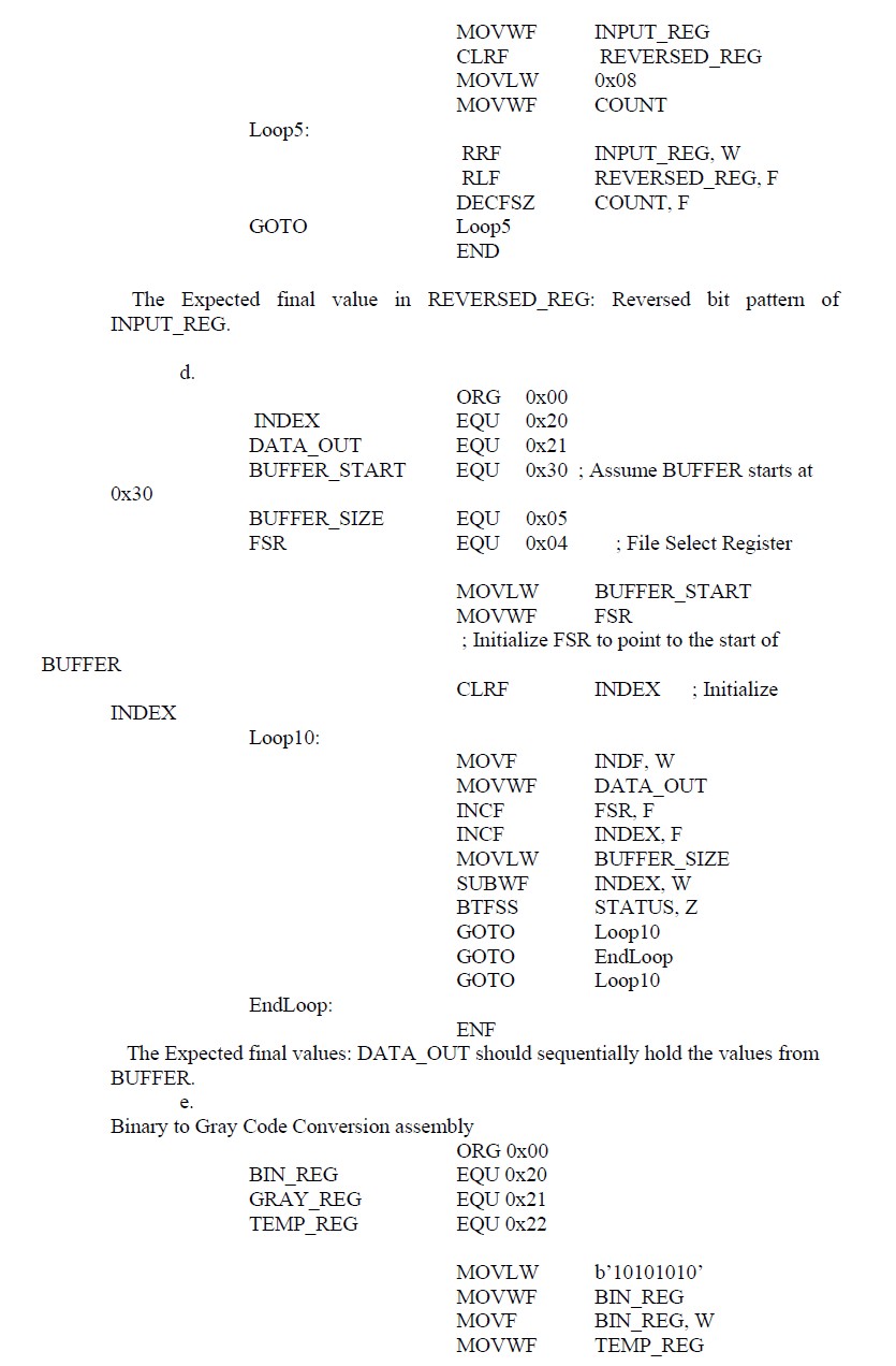 Solved In each of the following PIC assembly program | Chegg.com