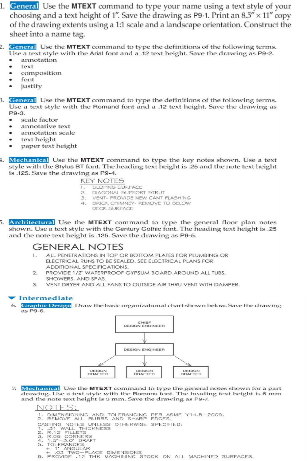 1. General Use the MTEXT command to type your name | Chegg.com