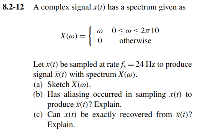 Solved 8.2-12 A complex signal x(t) has a spectrum given as | Chegg.com