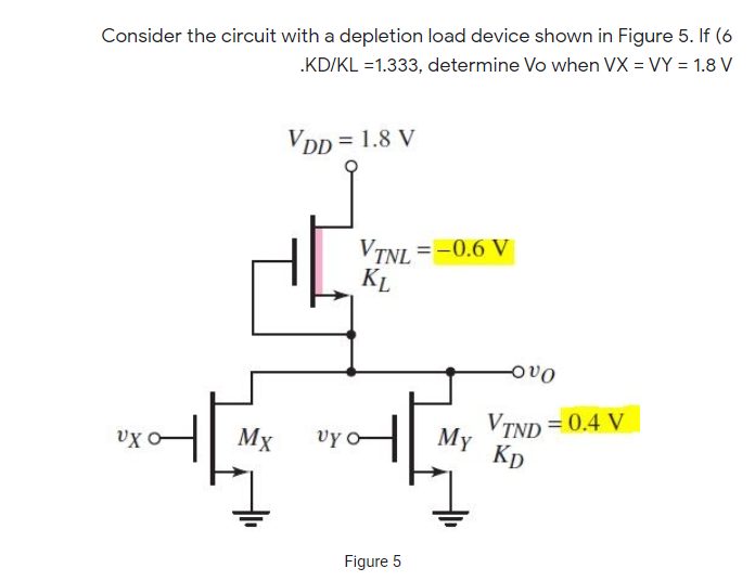 Solved Consider the circuit with a depletion load device | Chegg.com