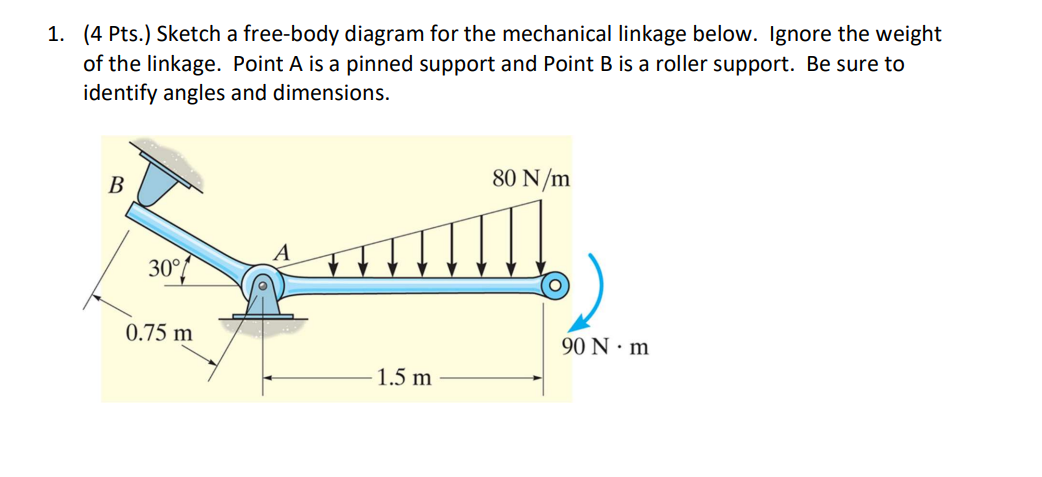 Solved (4 Pts.) Sketch a free-body diagram for the | Chegg.com