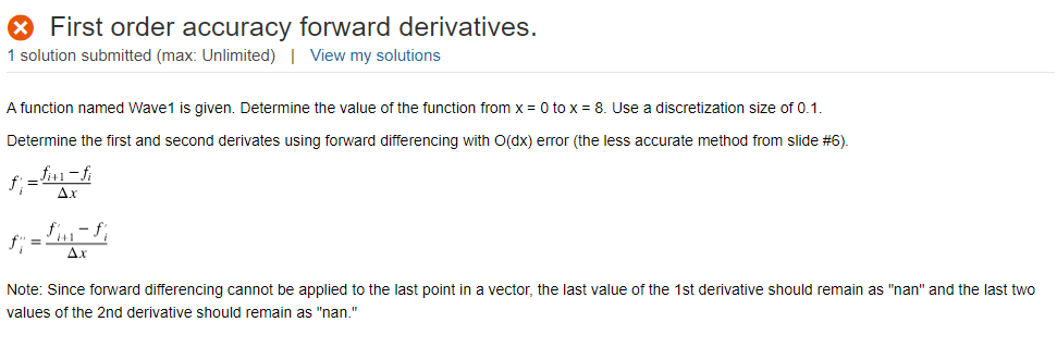 Solved * First order accuracy forward derivatives. 1 | Chegg.com