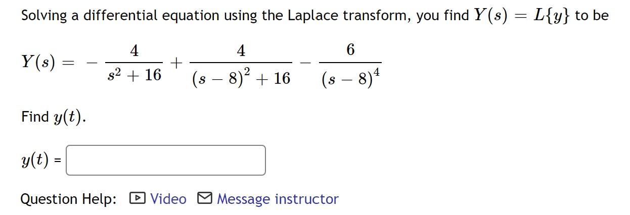 Solved Solving a differential equation using the Laplace | Chegg.com