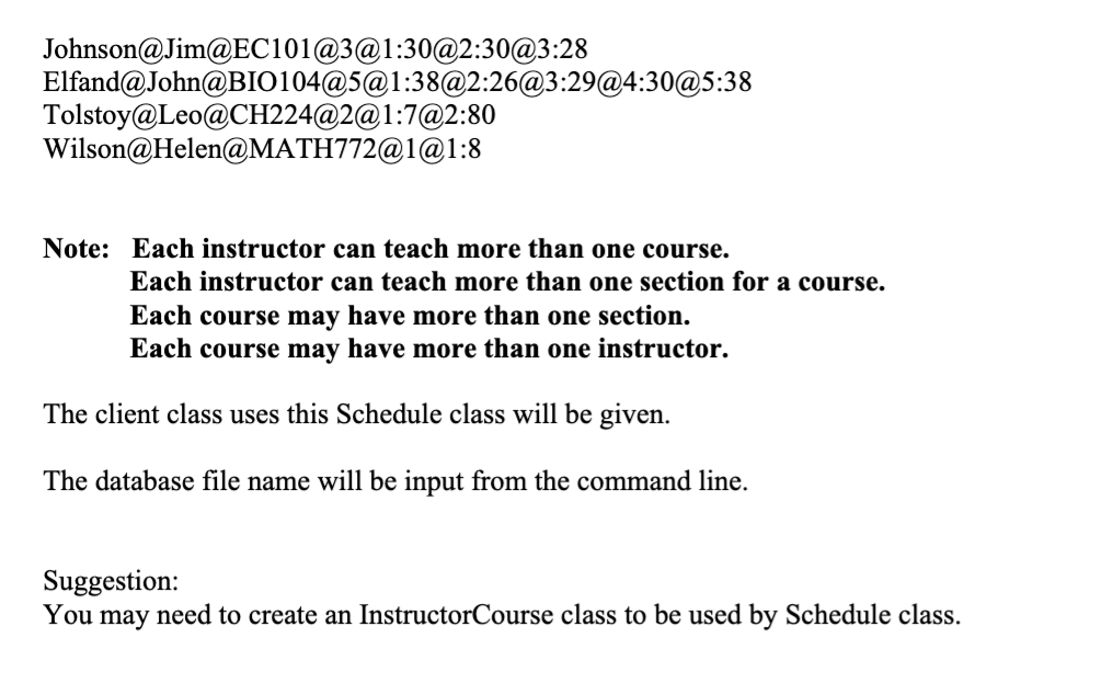 Solved Write a Schedule class that consists of the following | Chegg.com
