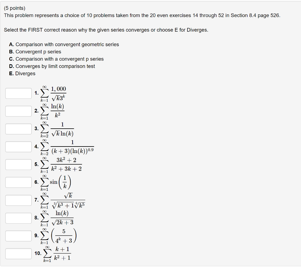 Solved (5 points) This problem represents a choice of 10 | Chegg.com