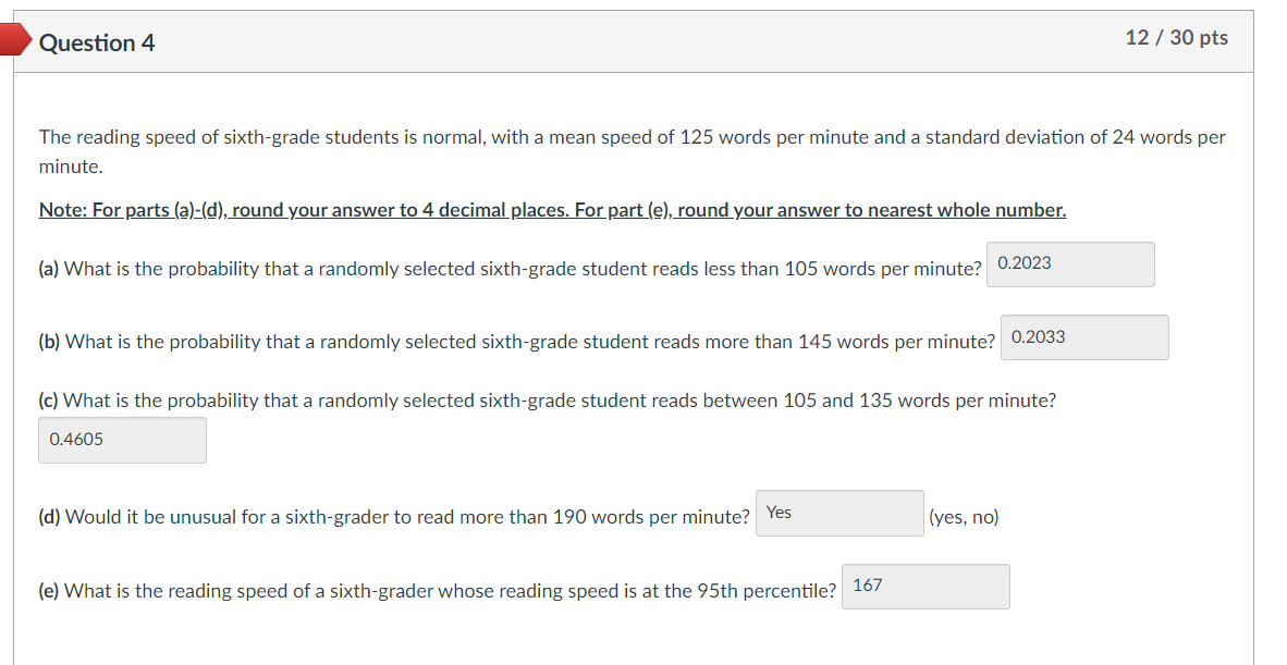 Solved The reading speed of sixth-grade students is normal, | Chegg.com