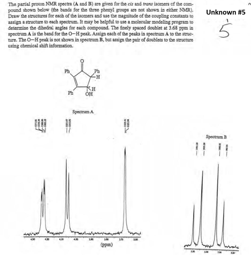 Unknown #5 The partial proton NMR spectra (A and B) | Chegg.com
