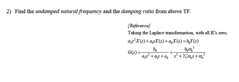 Solved 2) Find the undamped natural frequency and the | Chegg.com