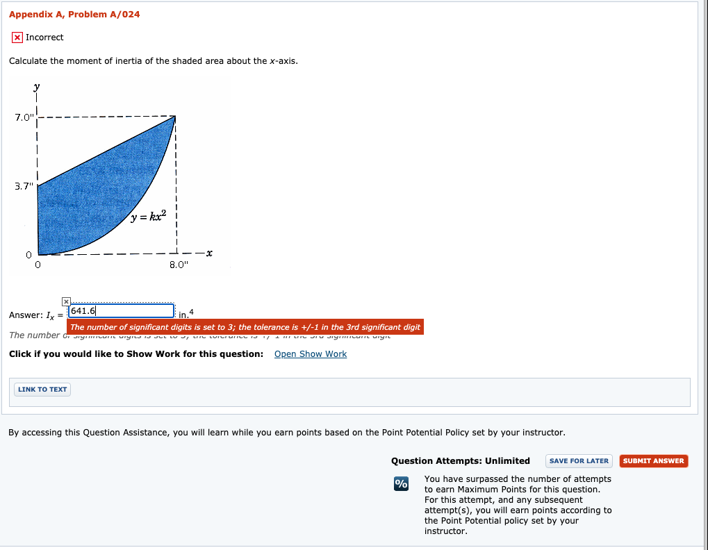 Solved Appendix A, Problem A/024 X Incorrect Calculate the | Chegg.com