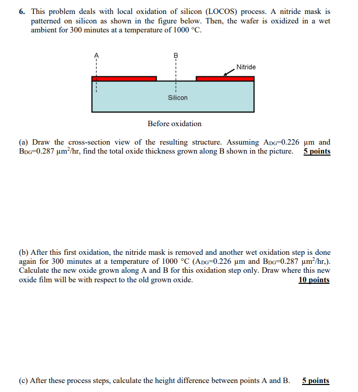 6. This problem deals with local oxidation of silicon | Chegg.com