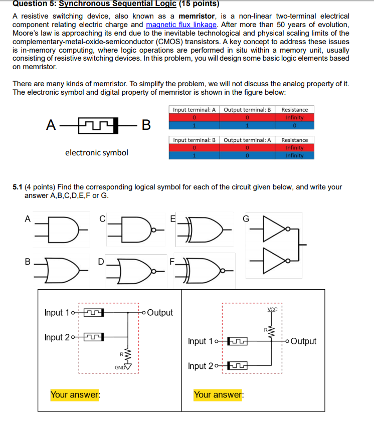 Solved Question 5: Synchronous Sequential Logic (15 points) | Chegg.com