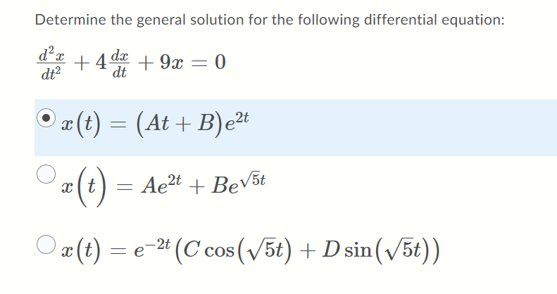 Solved Determine the general solution for the following | Chegg.com