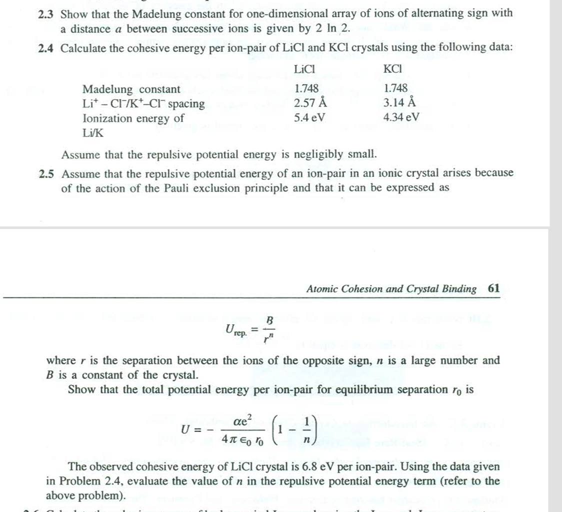 Solved 2.3 Show that the Madelung constant for | Chegg.com