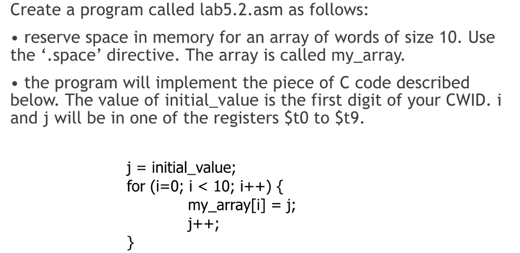 Solved Create a program called lab5.2.asm as follows: | Chegg.com