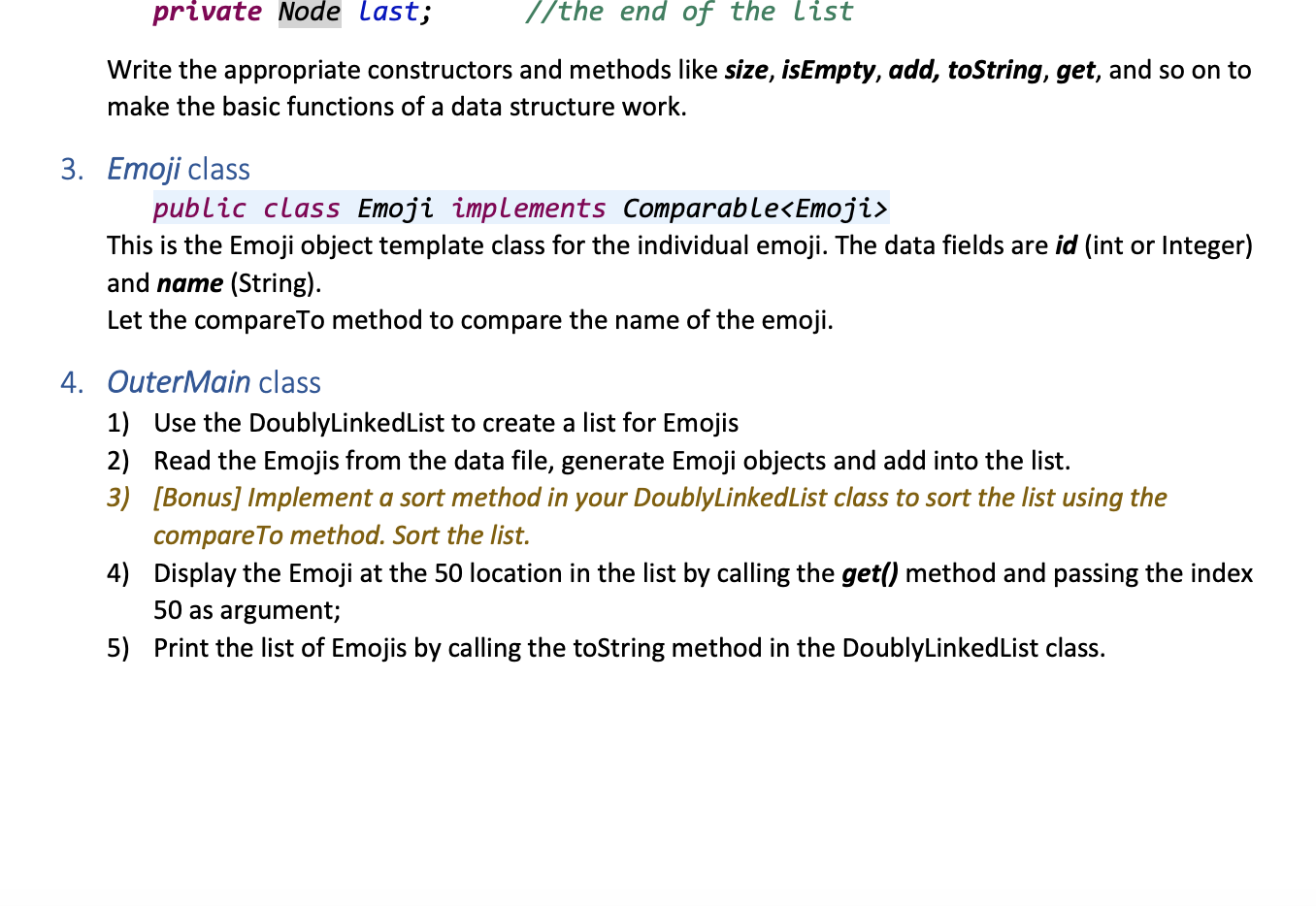 Solved Assignment 5: Doubly-Linked List of Emoji Due date: | Chegg.com