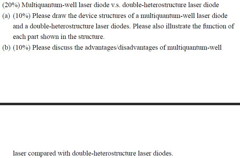 Solved (20%) Multiquantum-well laser diode v.s. | Chegg.com