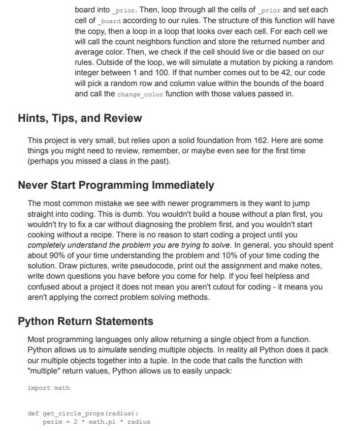 Solved Conway's Game of Life John Conway was a brilliant | Chegg.com