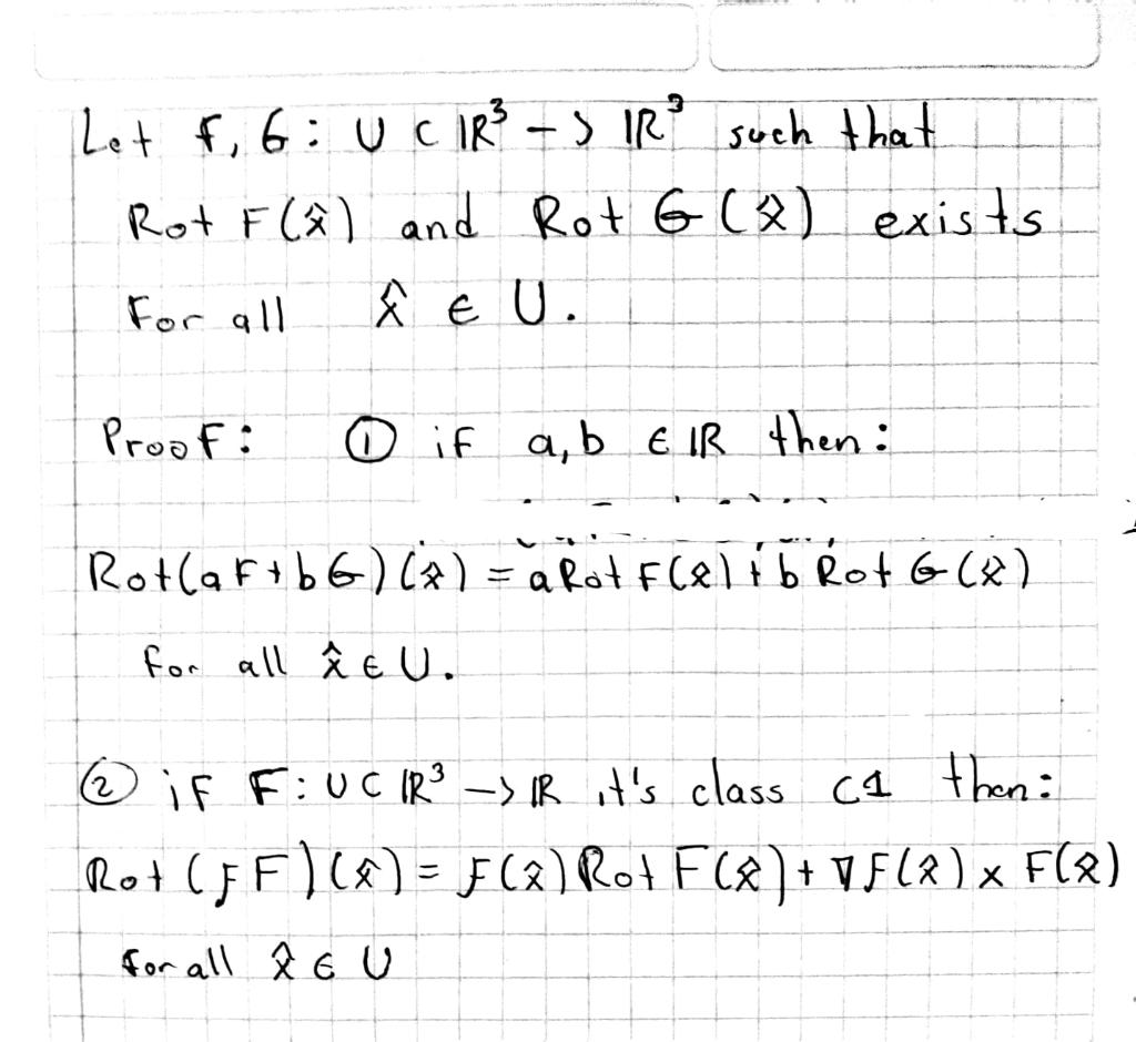 Let f,6:∪⊂R3→R3 such that Rot F(x^) and RotG(x^) | Chegg.com