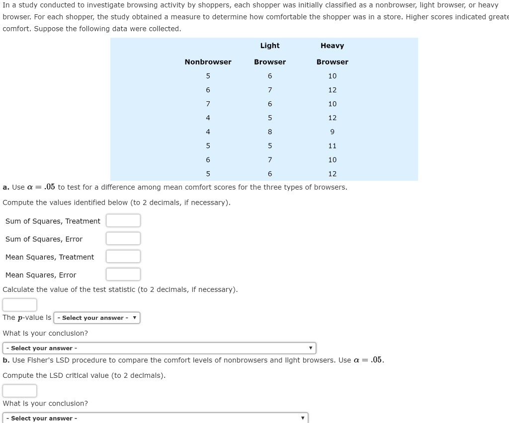 Solved In a study conducted to investigate browsing activity | Chegg.com